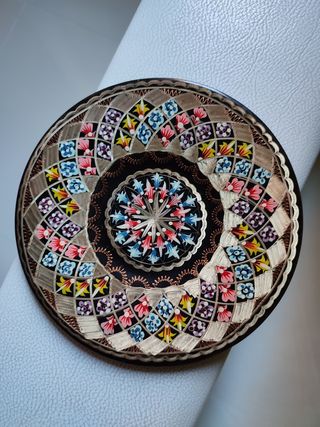 Souvenir Turchia. piatto di rame dipinto a mano.