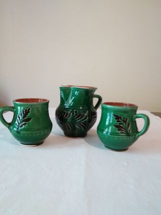 Set 2 Bicchieri +  brocca vino birra ceramica di M