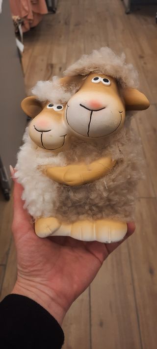 Coppia pecorelle papà- figlia. Decorazione Pasqua 