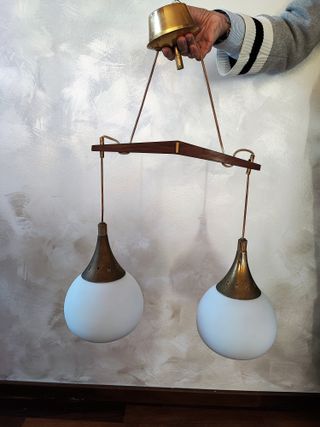 Lampada a sospensione vintage con 2 globi 