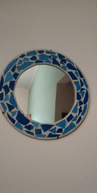 Specchio rotondo con mosaico vetro, vintage 90s 