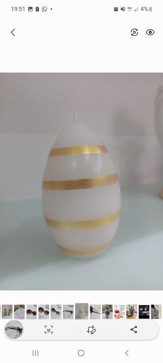 Candela uovo Pasqua bianca e oro