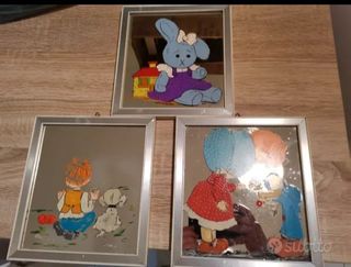 tris quadretti specchi vintage decorati