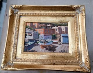 Quadro dipinto ad olio su tavola firmato 24x29