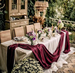 Runner in chiffon bordeaux 28x120pollici