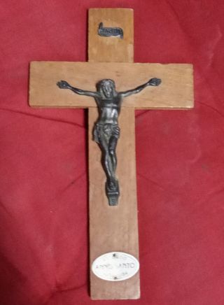 Crocefisso metallo su legno Anno Santo 1933-1934