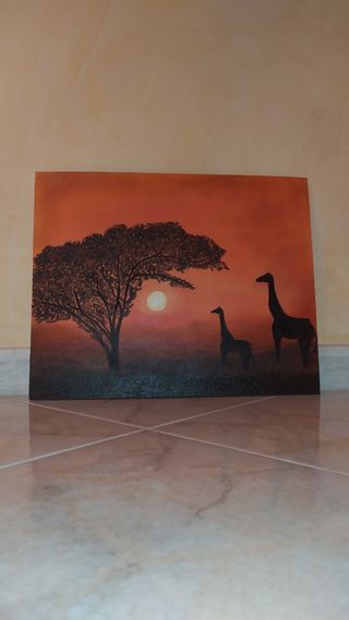 Quadro dipinto olio su tela Kenya 
