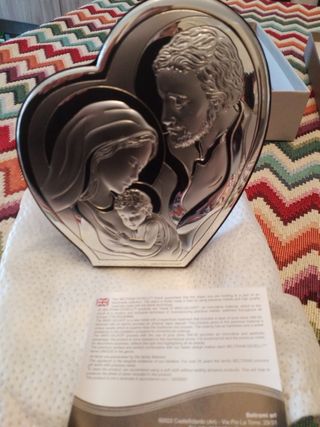 immagine iconografica in argento sacra famiglia