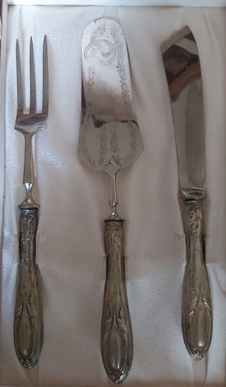 Kit per taglio torta in argento 800 (anni '60)