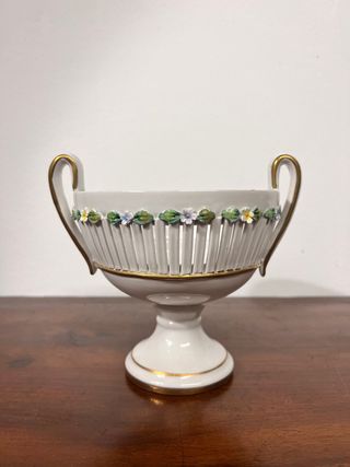 Vaso centrotavola in ceramica dipinta a mano