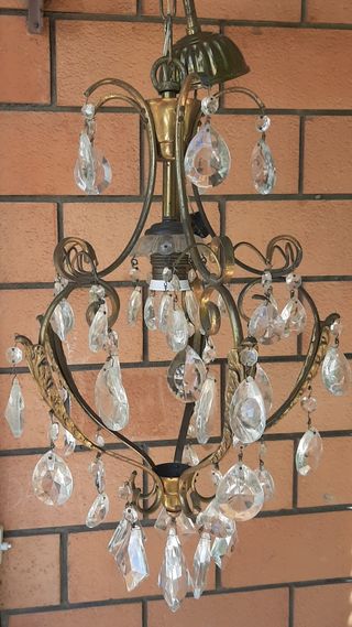 Vintage / Lampadario a gocce in ferro battuto 