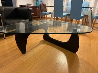 Tavolino cristallo e legno design 