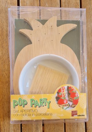 Set aperitivo ananas in porcellana e legno 