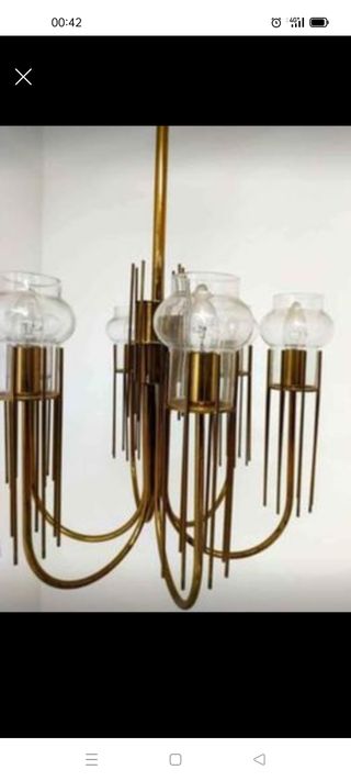 Lampadario vintage anni 50/60 in ottone, alto 100 