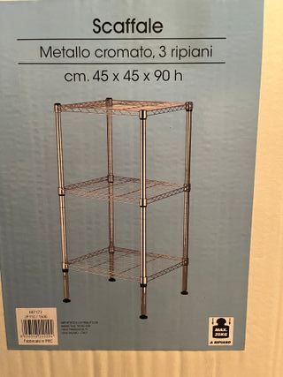 scaffale metallo cromato 3 ripiani 45x45x90 cm