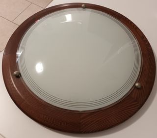 Plafoniera per Bagno in Vetro e Legno