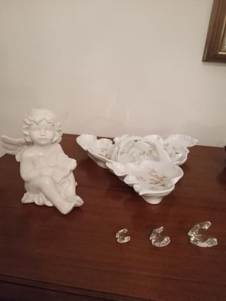 centrotavola angioletto e tre ostriche di cristall