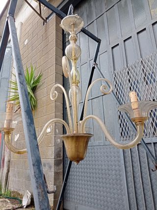 antico Lampadario fumé 3luci Vetro murano
