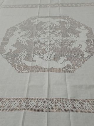 copriletto matrimoniale lino bianco a mano