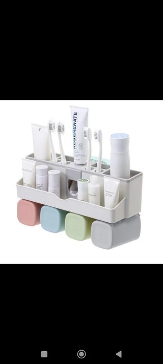porta spazzolini con dispenser dentifricio 