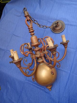 Lampadario bronzato 6 bracci da appendere 