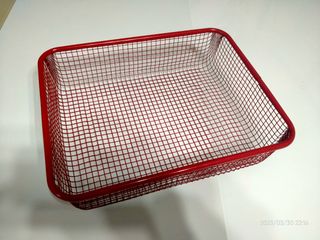 Cestino in metallo centrotavola portafrutta rosso