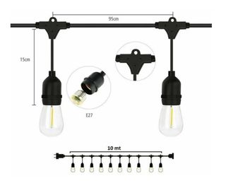 Catena portalampade led per esterno 10metri E27