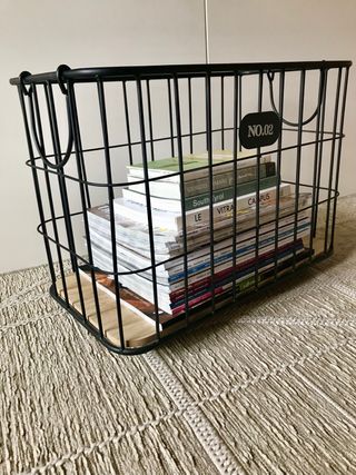 Cesta metallo/legno con maniglie/ruote