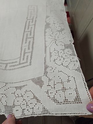 lenzuola lino bianco con greca tutto a mano