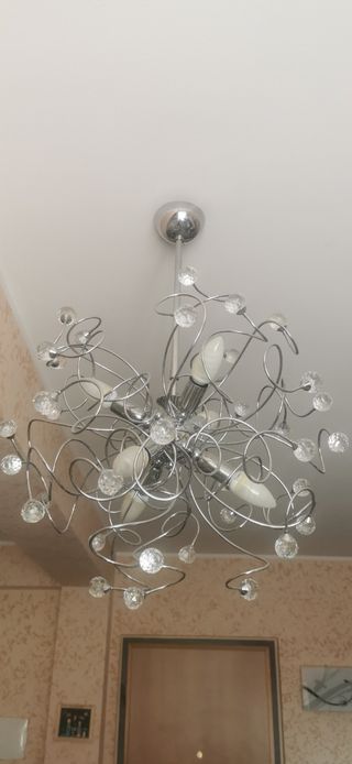 Lampadario Cromato con cristalli
