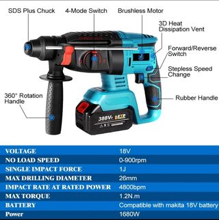 trapano Tassellatore a batteria 2 batteria incluse