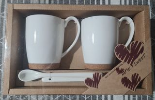 2 Tazze ceramica con base in sughero nuove