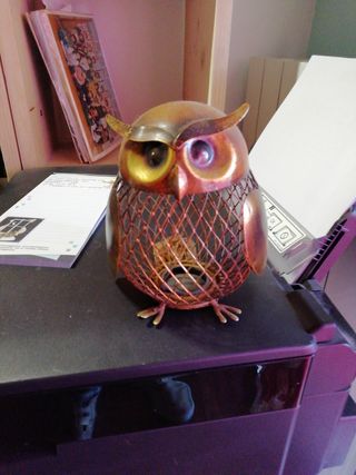 Gufo in metallo portamonete. 