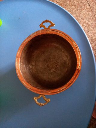 ciotola 2 manici in rame anticata