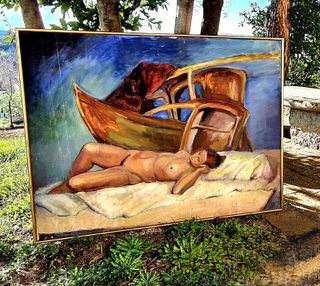 quadro olio su tela "nudo artistico" 132,4x99,5cm