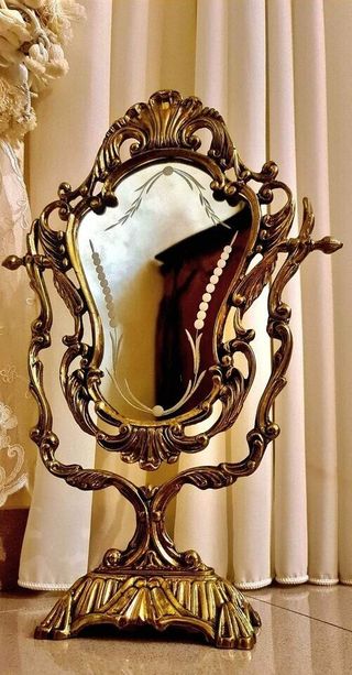 Maestoso specchio psiche basculante in bronzo h.50