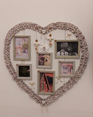 grande cuore shabby chic in legno portafoto
