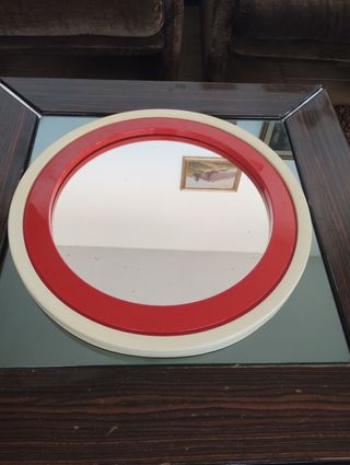 specchio anni 70 in vetro e materiale plastico