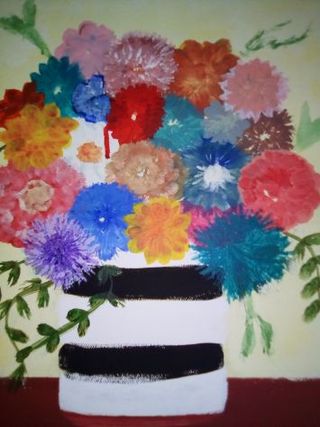 Olio su tela soggetto fiori