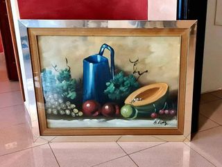 quadro olio su tela natura morta con frutta 80x 61