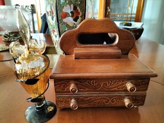 portagioie e bottiglietta in vetro soffiato 