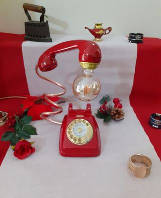 Lampada con Telefono Vintage a Rotella da Tavolo