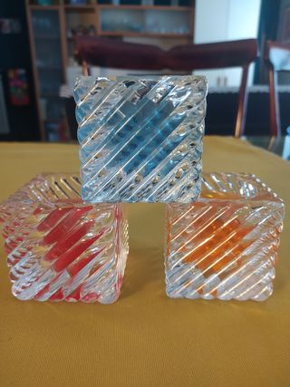 tre porta candele in vetro di murano 