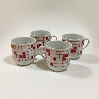 4 Tazzine da Caffè con motivo a schacchi quadretti