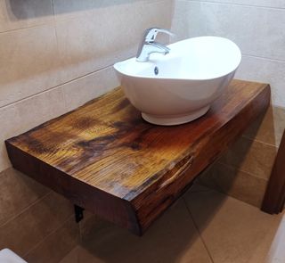 piano lavello in massello di rovere 