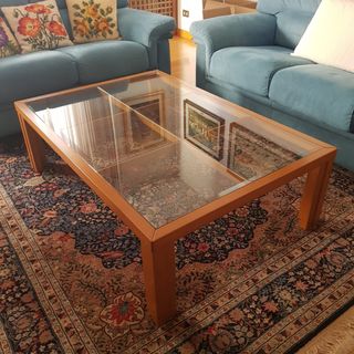 Tavolino da salotto in cristallo e legno - FATTORI