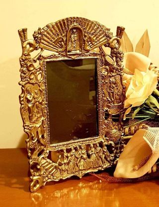 antica cornice portafoto cartagloria in bronzo