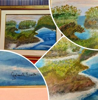 antico quadro olio su tela con arcipelago 67x52