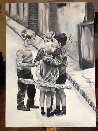 Large oil painting- black and white