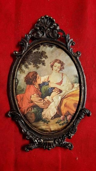 quadro ovale bronzo su tessuto la musette boucher